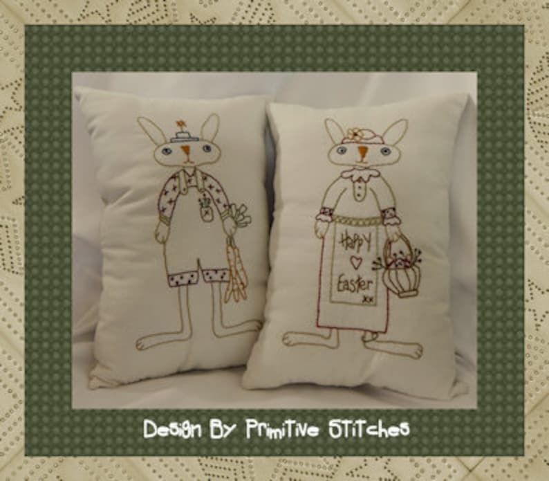 Mrs. Easter-bunny-primitive Stitchery E-PATTERN-INSTANT | Etsy