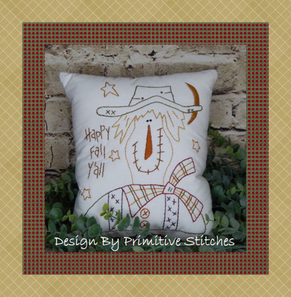 Happy Fall Scarecrow-Primitive Stitchery E-PATTERN by | Etsy