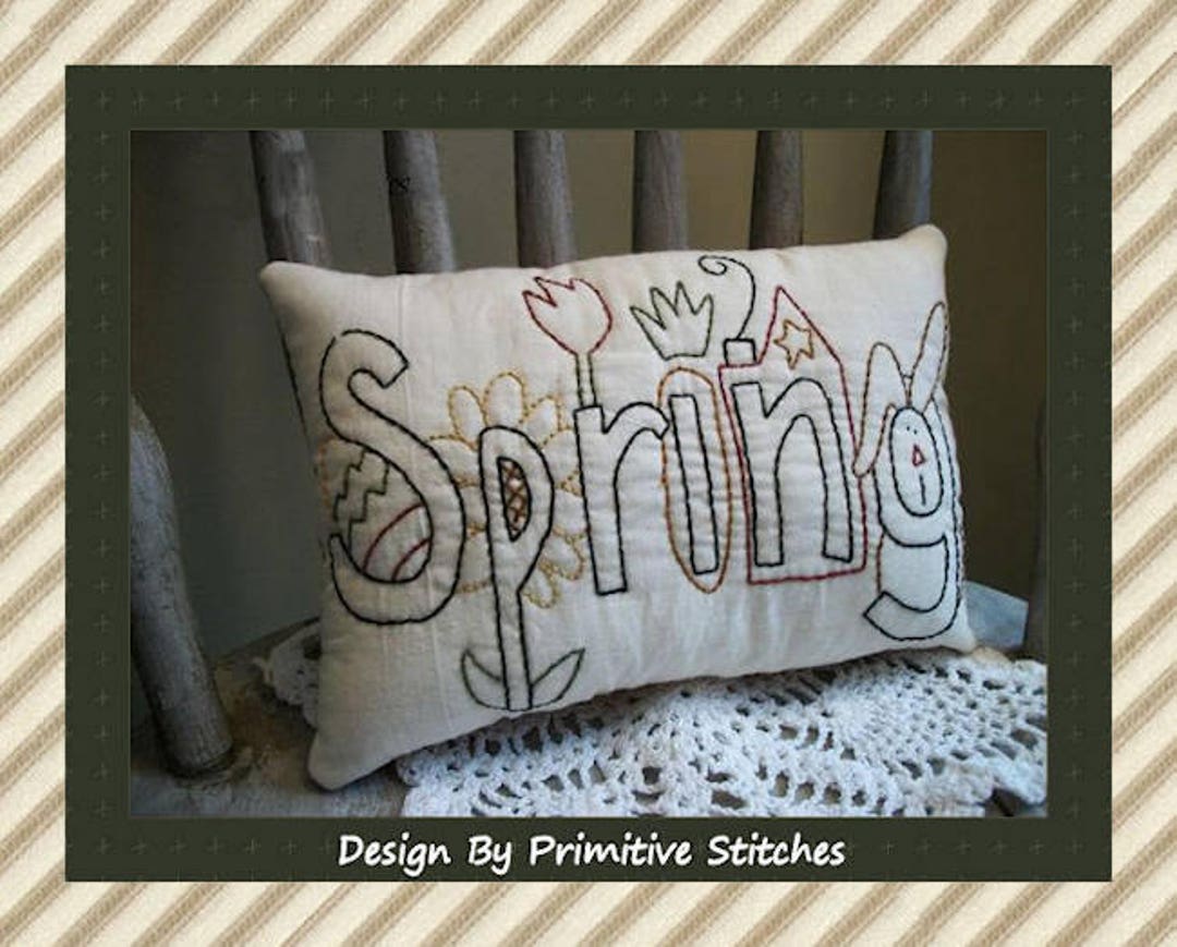 Folk Art Spring-primitive Stitchery E-pattern-by Primitive Stitches ...