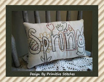 Prim Spring Wreath-primitive Stitchery E-pattern-by Primitive Stitches ...