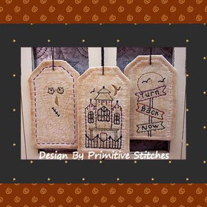 Haunted Halloween Tag Collection-primitive Stitchery-e-pattern by ...
