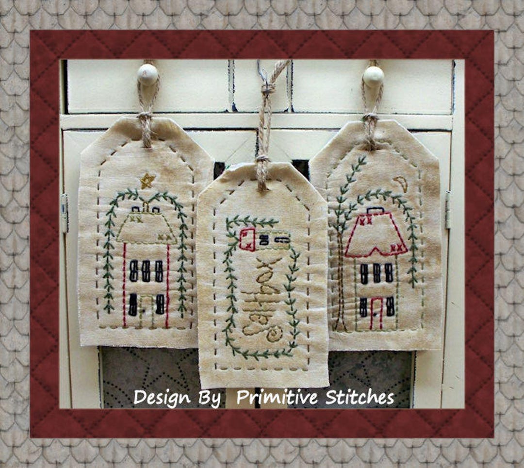 Saltbox Willow Tag Collection-primitive Stitchery-e-pattern by ...