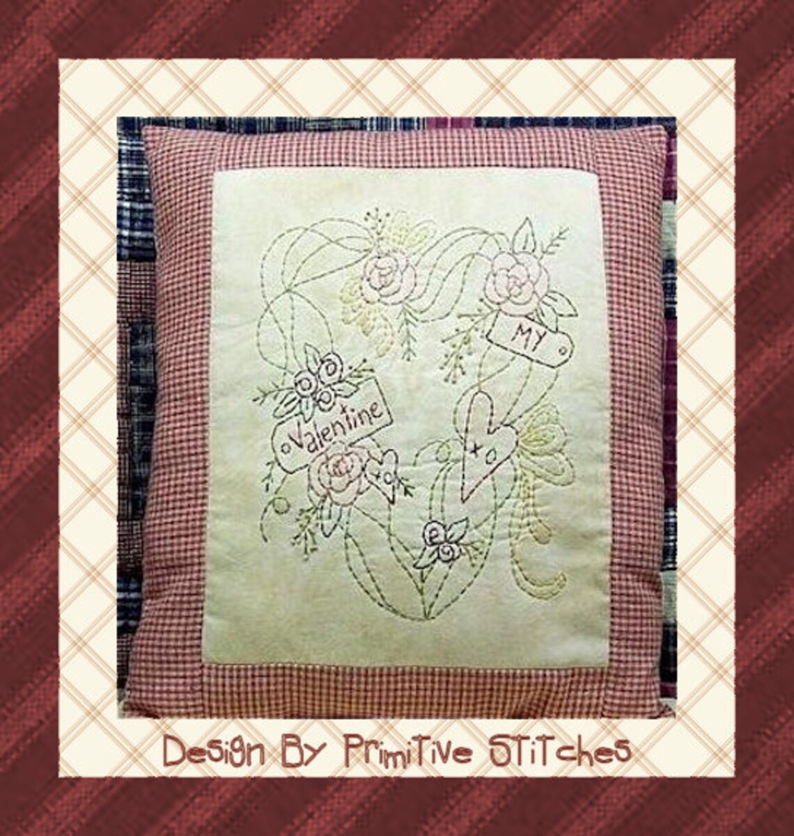 My Valentine Wreath--primitive Stitchery E-pattern-by Primitive ...