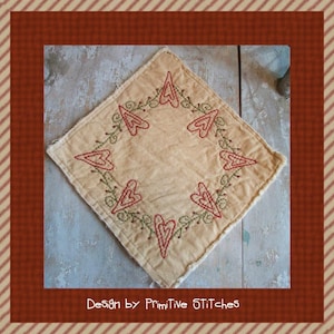 Heart Garland Candle Mat - by Primitive Stitches-primitive Stitchery E ...