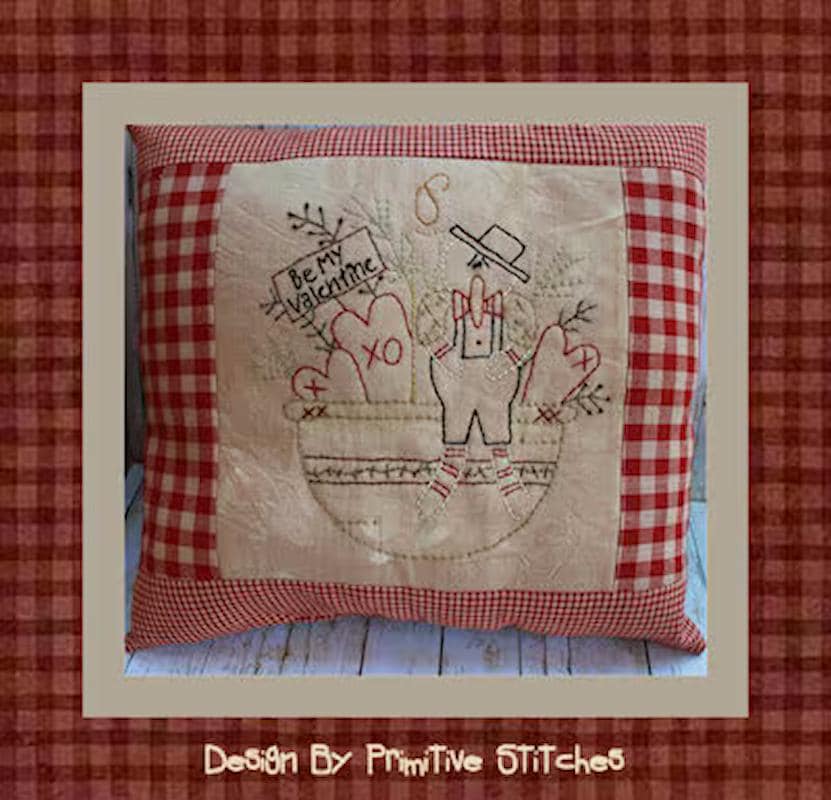 Snowman Valentine--primitive Stitchery E-pattern-by Primitive Stitches ...