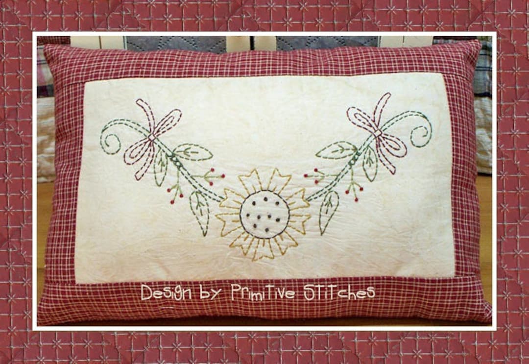 Sunflower Garland-primitive Stitchery Pattern-e-pattern-by Primitive ...