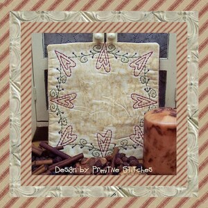 Heart Garland Candle Mat - by Primitive Stitches-primitive Stitchery E ...
