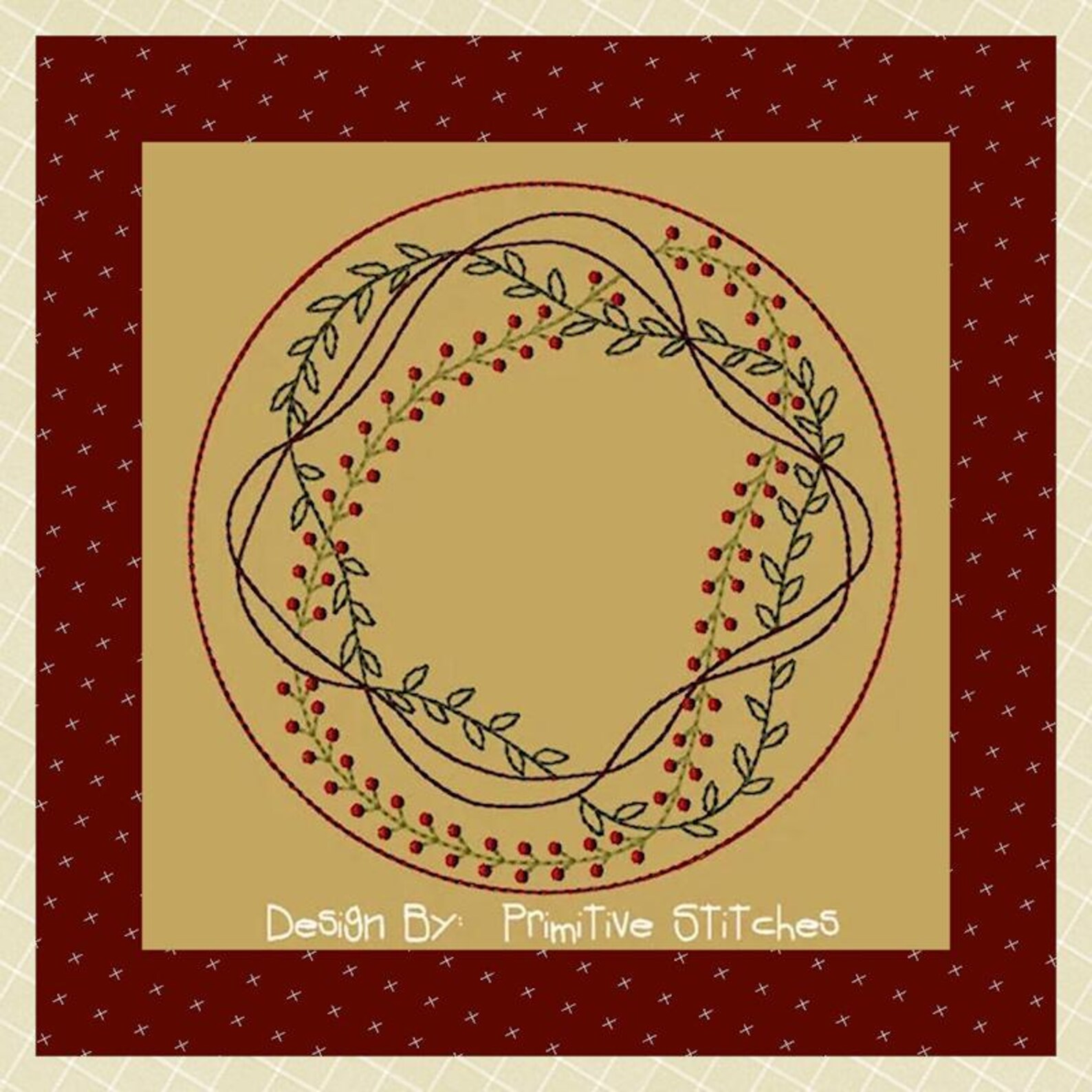 MACHINE Embroidery-prim Vine Candle Mat-8-inch-colorwork-instant ...