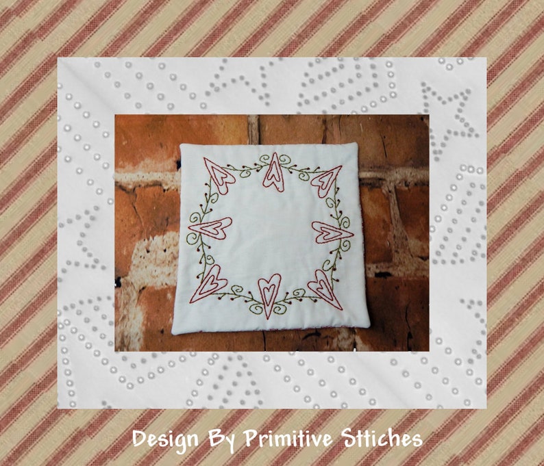 Heart Garland Candle Mat - by Primitive Stitches-primitive Stitchery E ...