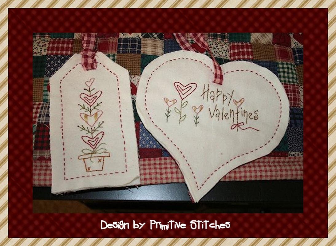 Happy Valentine Tag Collection-primitive Stitchery-e-pattern by ...