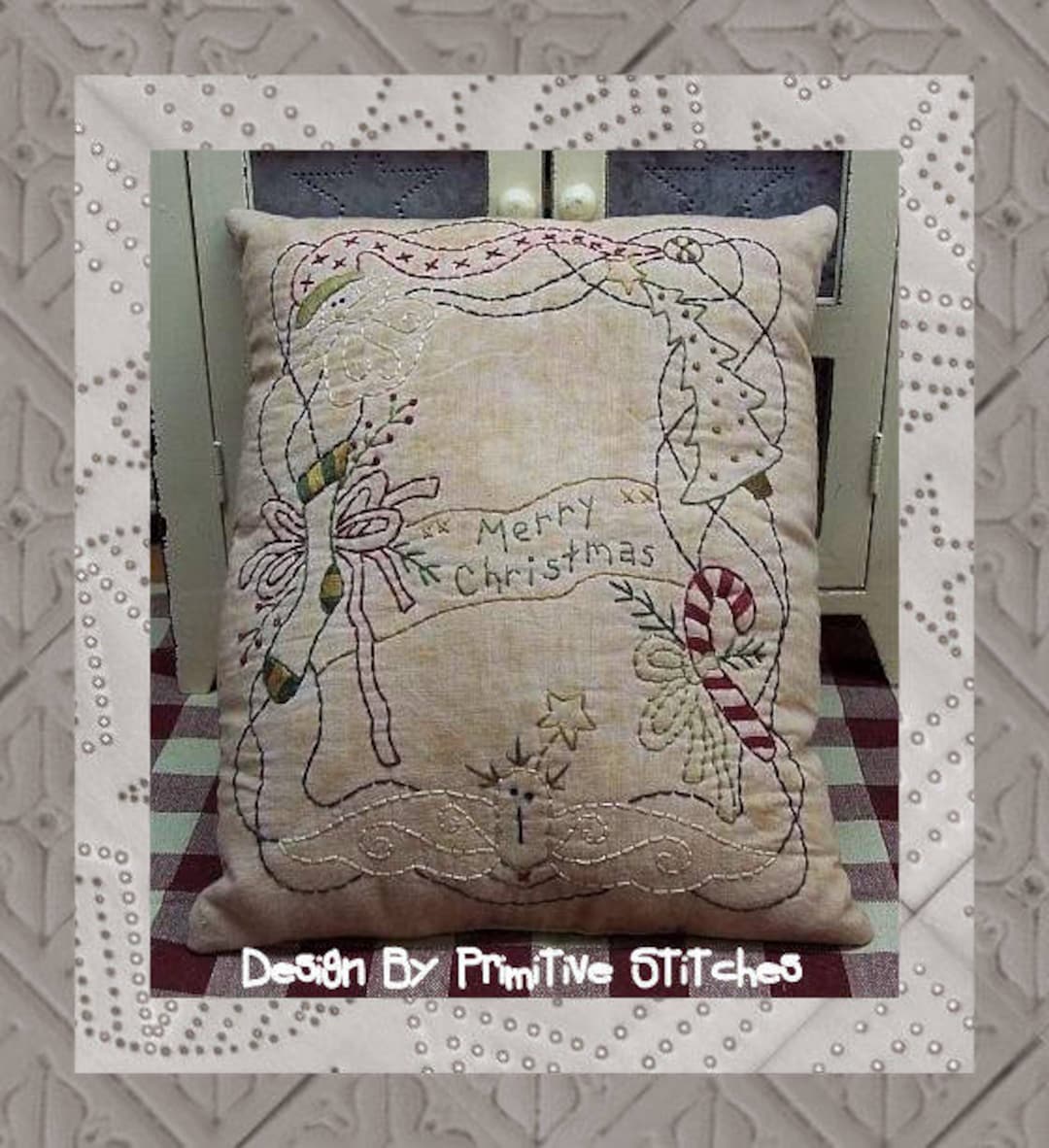 Prim Christmas Wreath-primitive Stitchery E-PATTERN by Primitive ...