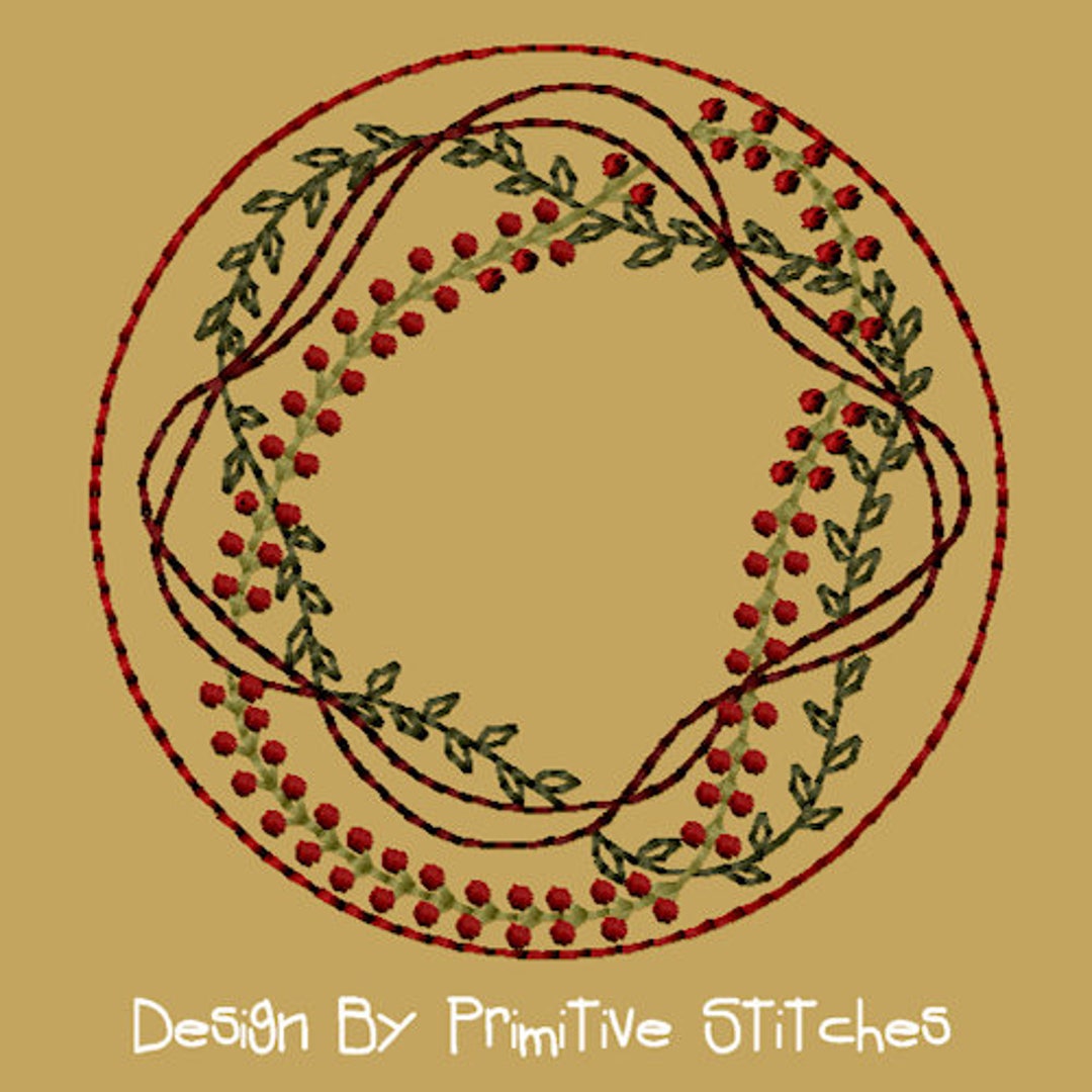 MACHINE Embroidery-prim Vine Candle Mat-4-inch-colorwork-instant ...