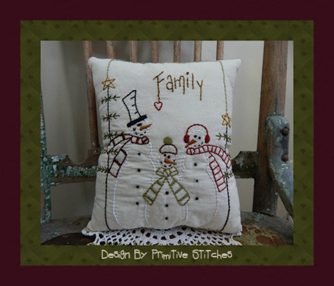 Family-snowmen--primitive Stitchery E-PATTERN by Primitive Stitches ...