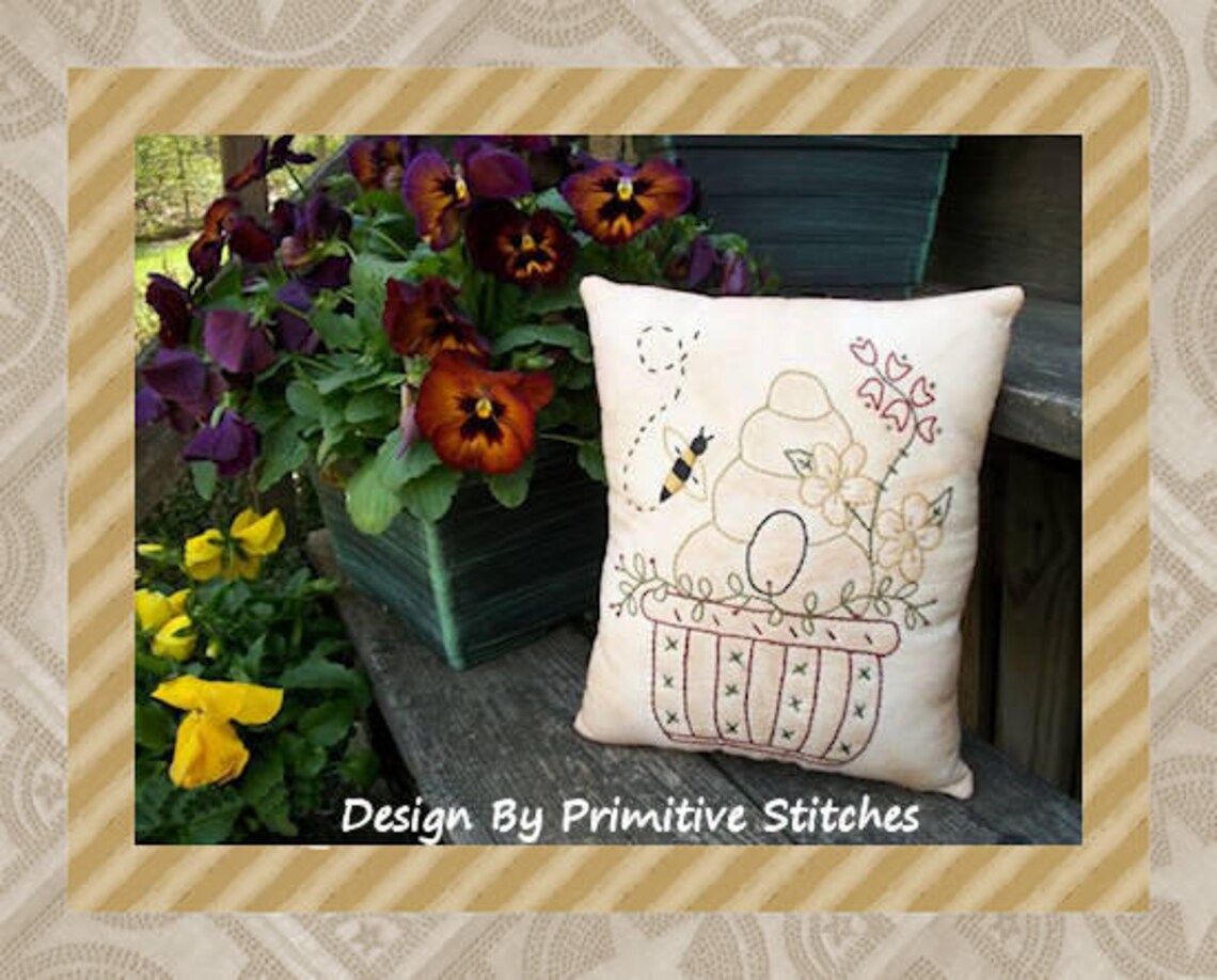 Bee Keeper-Primitive Stitchery E-PATTERN-Instant Download | Etsy