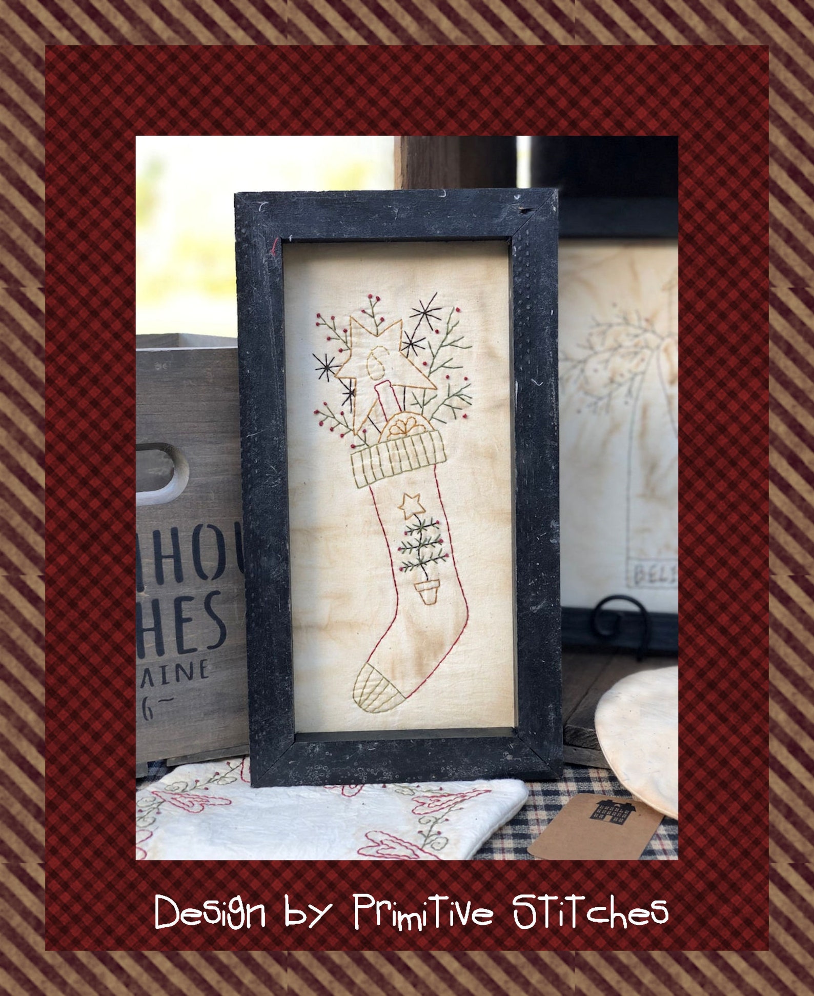 Prim Stocking/tree-primitive Stitchery E-pattern-instant - Etsy