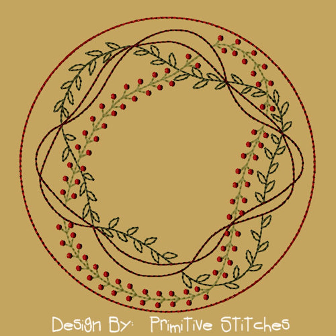 MACHINE Embroidery-prim Vine Candle Mat-8-inch-colorwork-instant ...