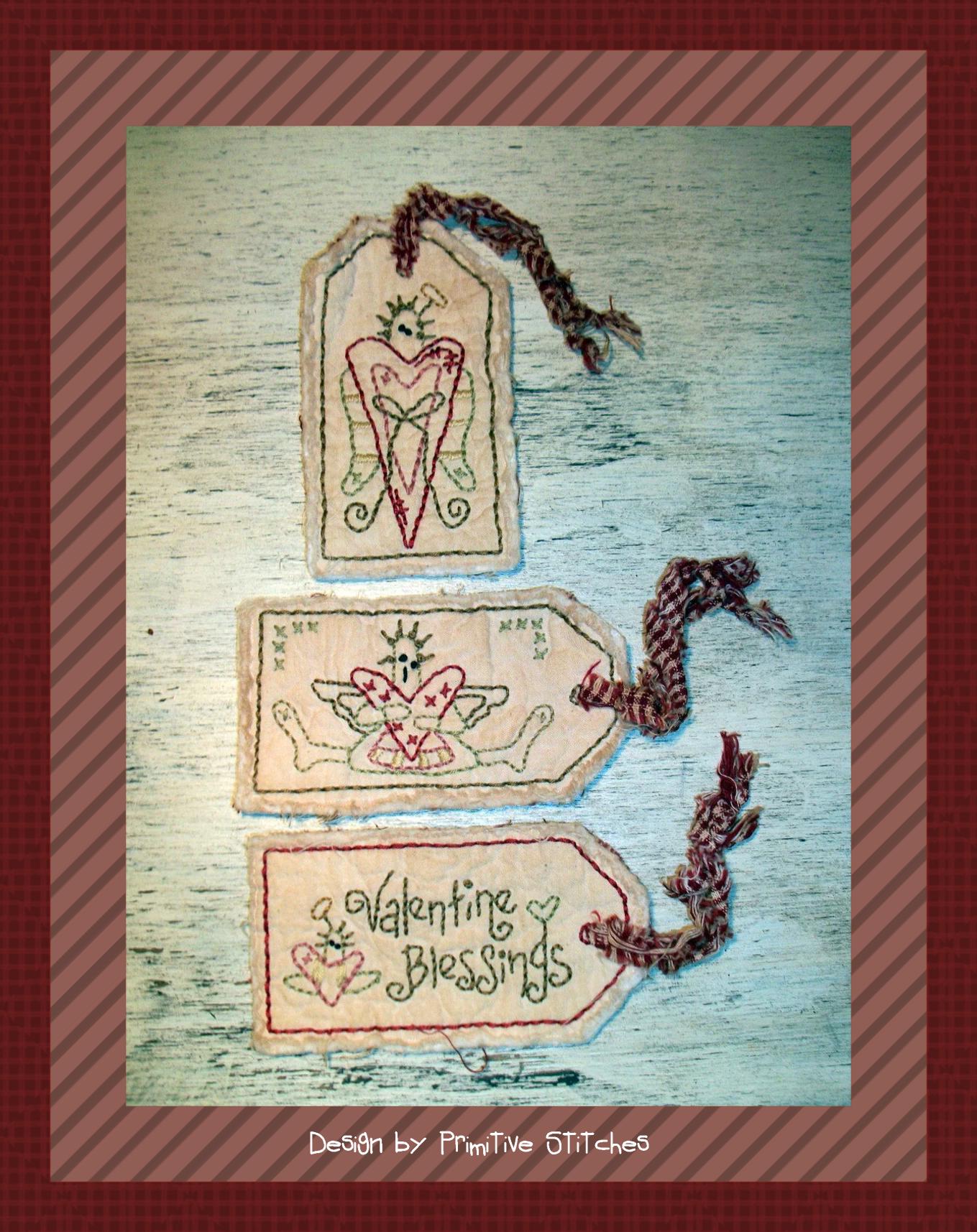 Valentine Blessings Tag Collection-primitive Stitchery-e-pattern by ...