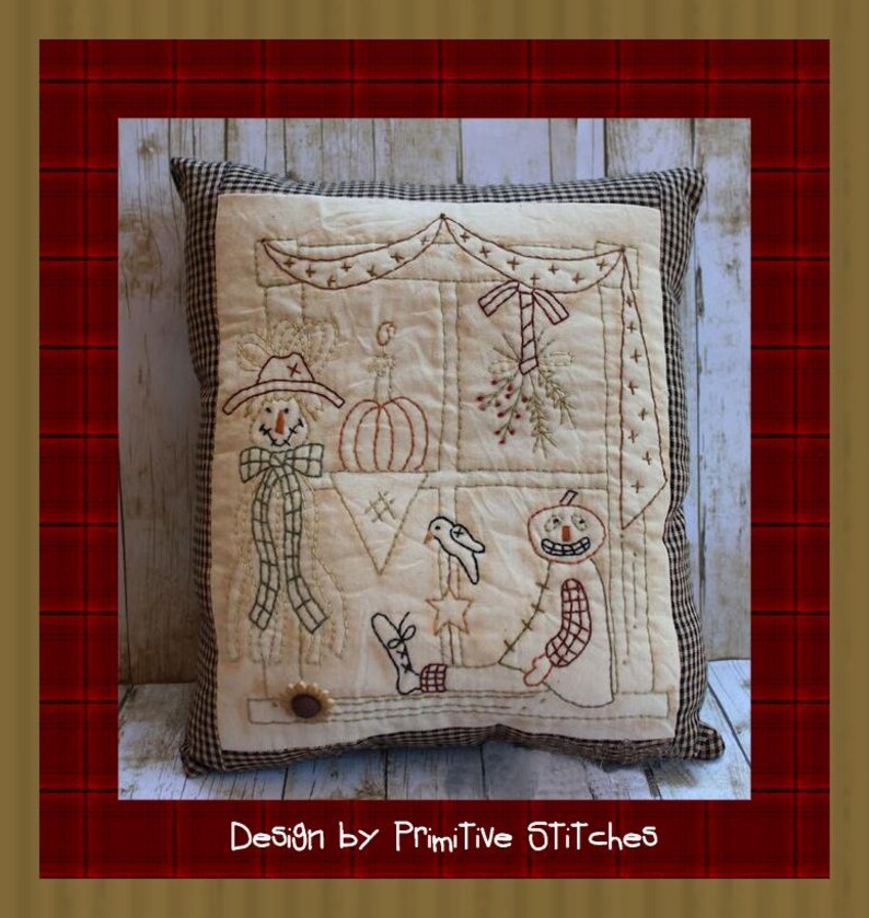 Fall Window 1-primitive Stitchery E-PATTERN by Primitive Stitches ...