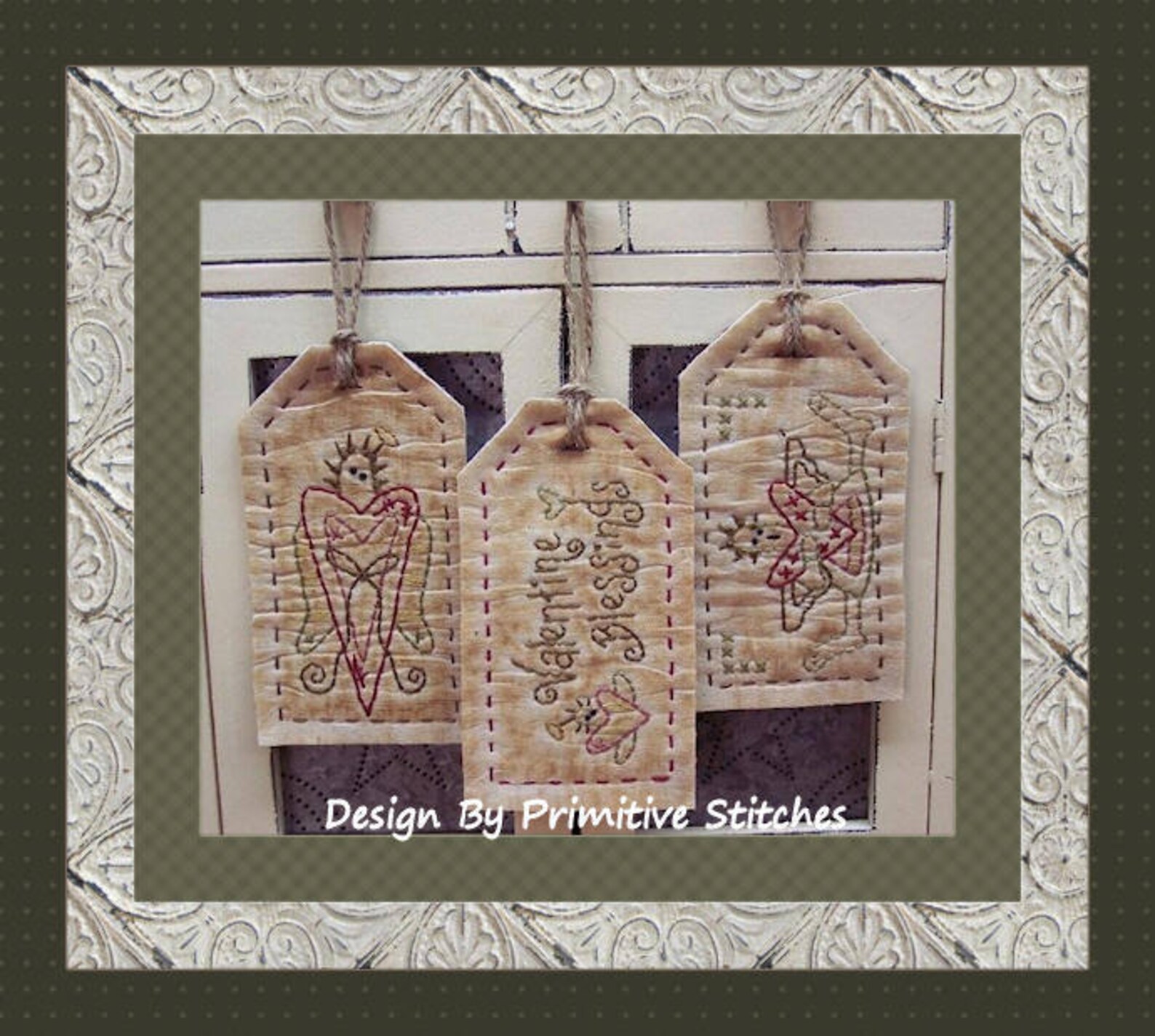 Valentine Blessings Tag Collection-primitive Stitchery-e-pattern by ...