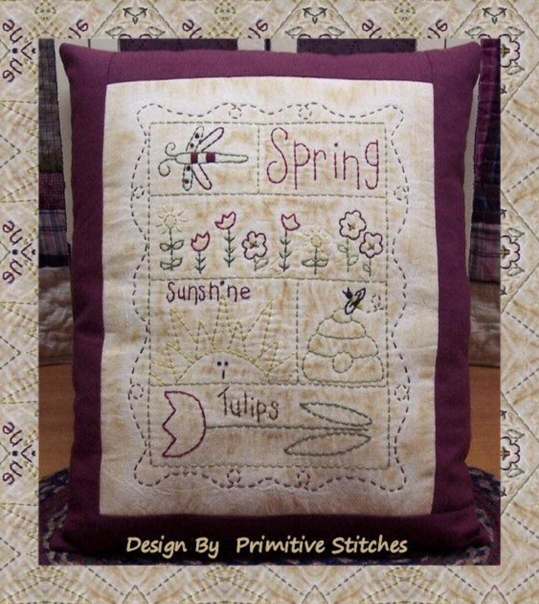 Spring Sampler-primitive Stitchery Pattern-- E-pattern-instant Download ...