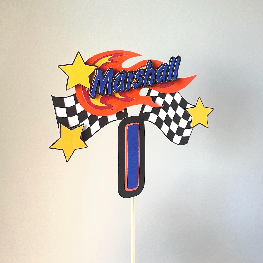 Custom Name and Age Birthday Car Cake Topper, Race Car Topper, Racing ...