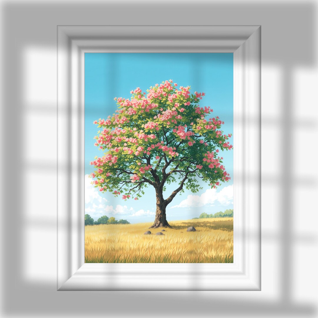 Blooming Tree Digital Wall Art - Spring Flower Printable Artwork for ...
