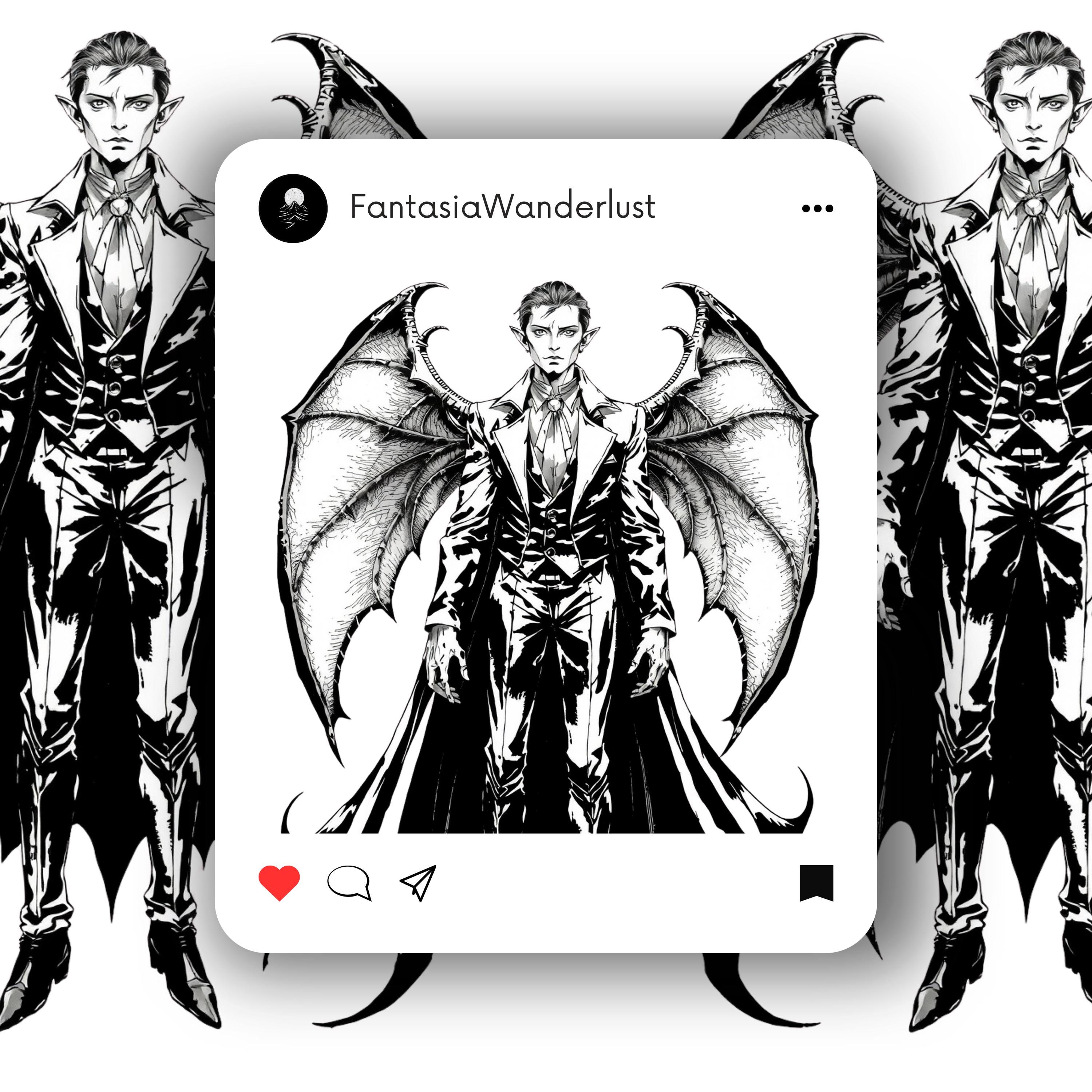 Vampire Tattoo Stencils – 5 Hand-drawn Gothic Designs for Digital ...