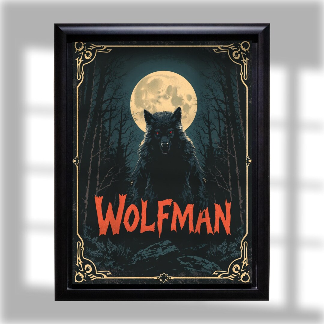 Wolfman Digital Art Print | Classic Werewolf Horror Poster | Gothic ...