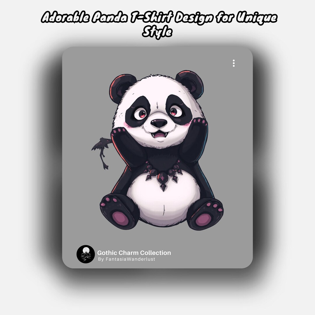 Gothic Panda T-shirt Design, Cute and Quirky Digital Artwork for ...