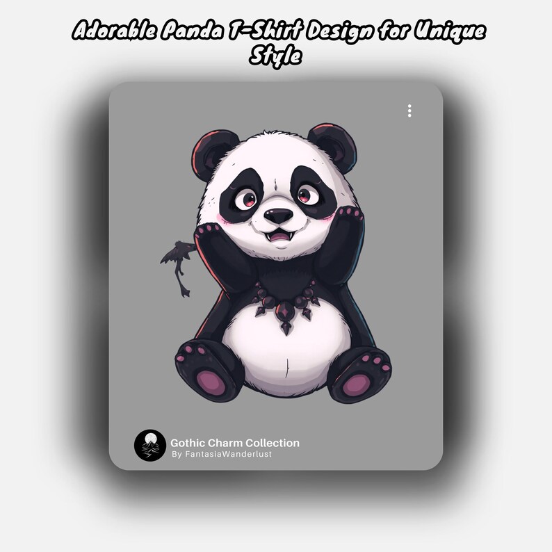 Gothic Panda T-shirt Design, Cute and Quirky Digital Artwork for ...