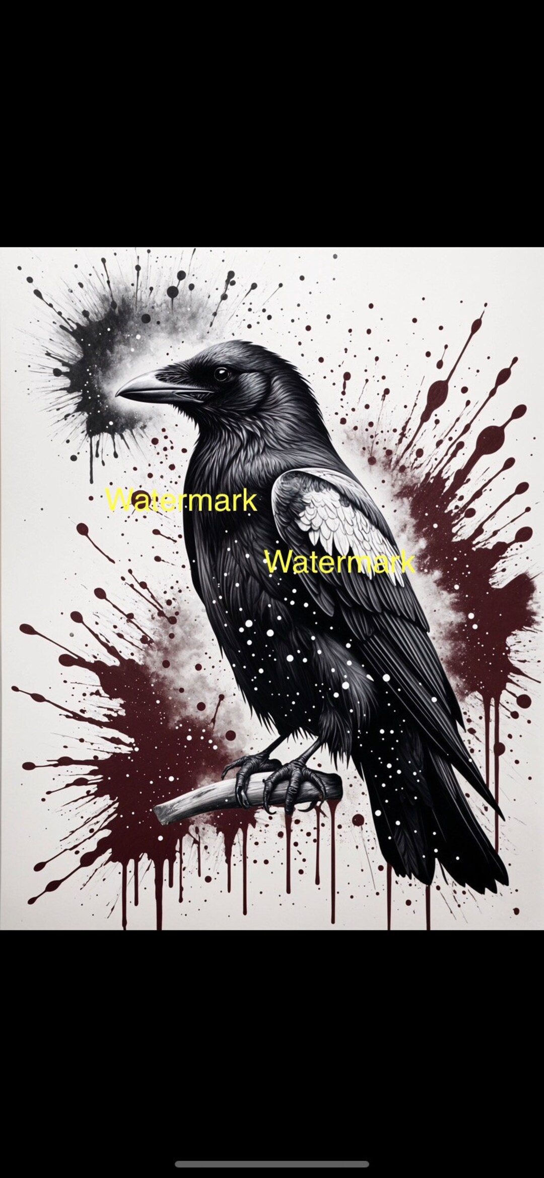 Black Crow, Crow, Black, White, Maroon, - Etsy