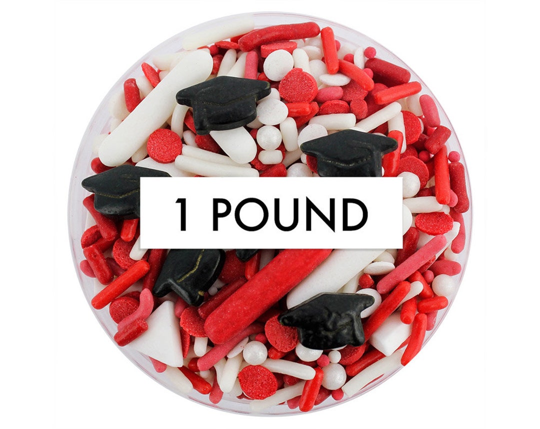 Red & White Graduation Sprinkle Blend 1 LB - Red and White Blend of ...