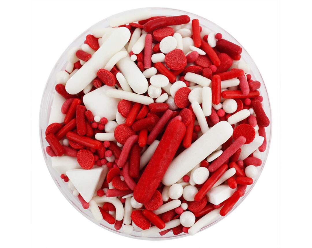 Red & White Team Spirit Sprinkle Blend - Red and White Blend of Jimmies ...