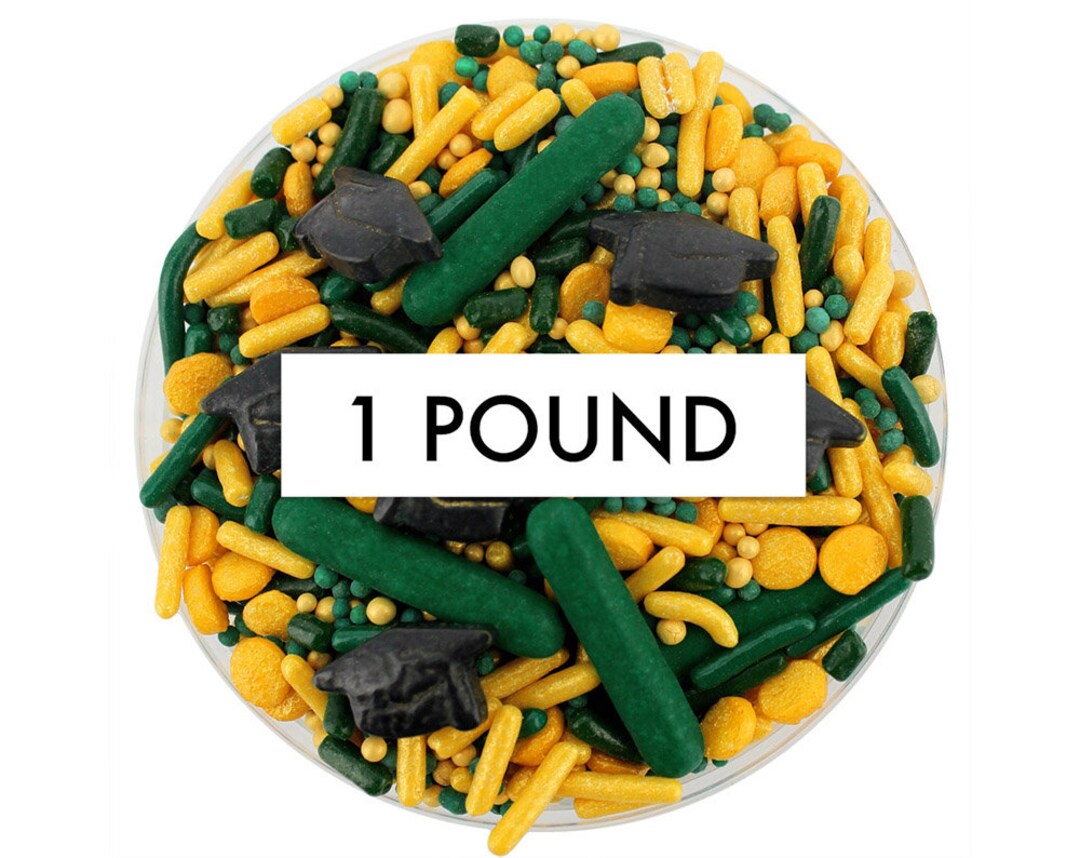 Dark Green & Gold Graduation Sprinkle Blend 1 LB - Forest Green Gold ...
