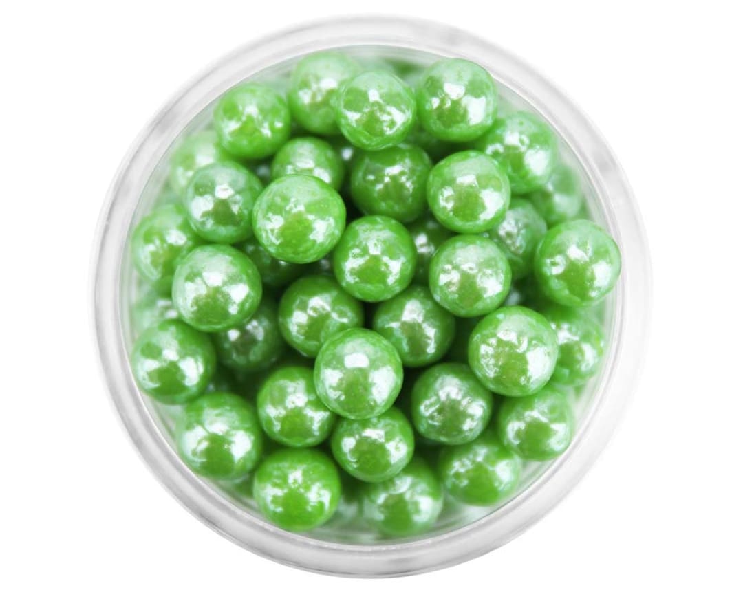 Pearly Green Sugar Pearls 5-6MM - essbare schimmernde Perlmuttgrün ...