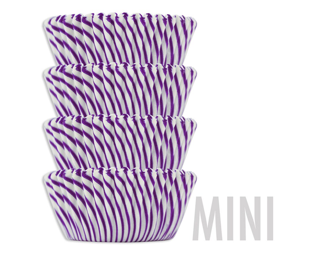 Mini Purple Candy Stripe Baking Cups - Purple Stiped Cupcake Liners ...