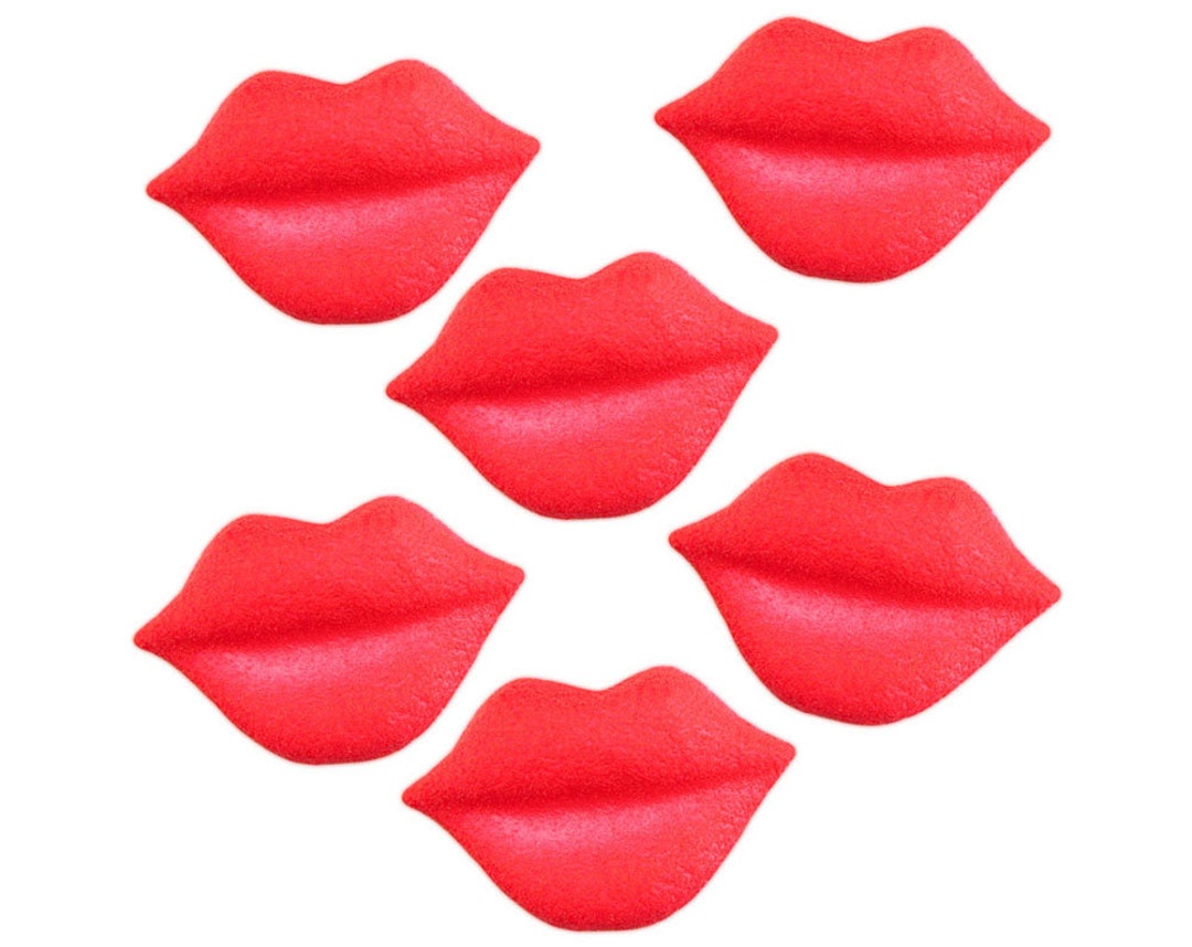 Red Lip Sugars - Edible Red Lips, Red Lip Cake Toppers, Red Lip Cupcake ...