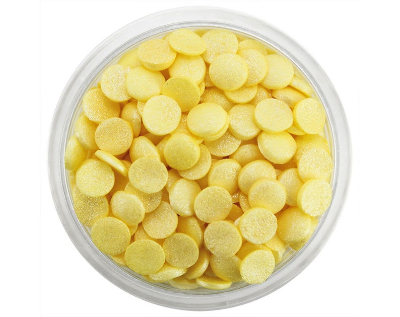 Yellow Shimmer Confetti Dot Sprinkles, Pearly Cake Decorations, Pearl ...