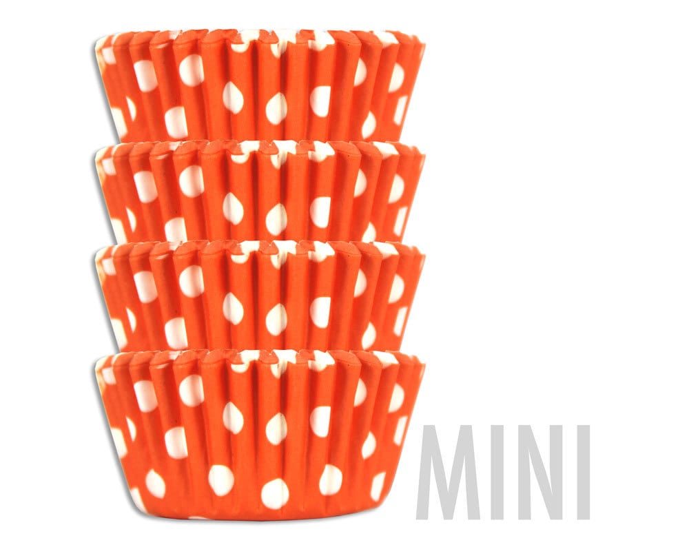 Mini Orange Polka Dot Baking Cups - 50 Mini Paper Cupcake Liners - Etsy