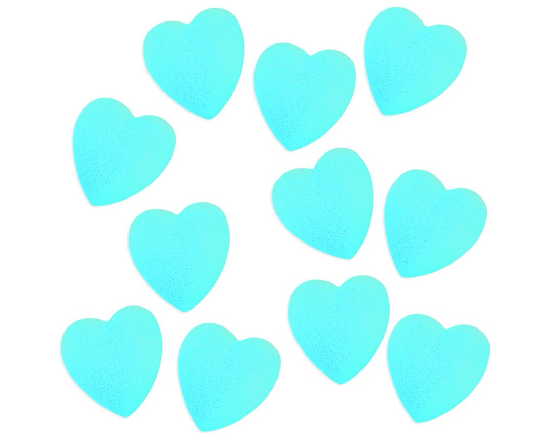 Aqua Blue Heart Sugars- Aqua Heart Sugars, Blue Molded Heart Toppers ...