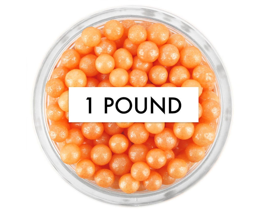 Pearly Orange Sugar Pearls 1 Pound Edible Shimmer Bright Orange Sugar ...