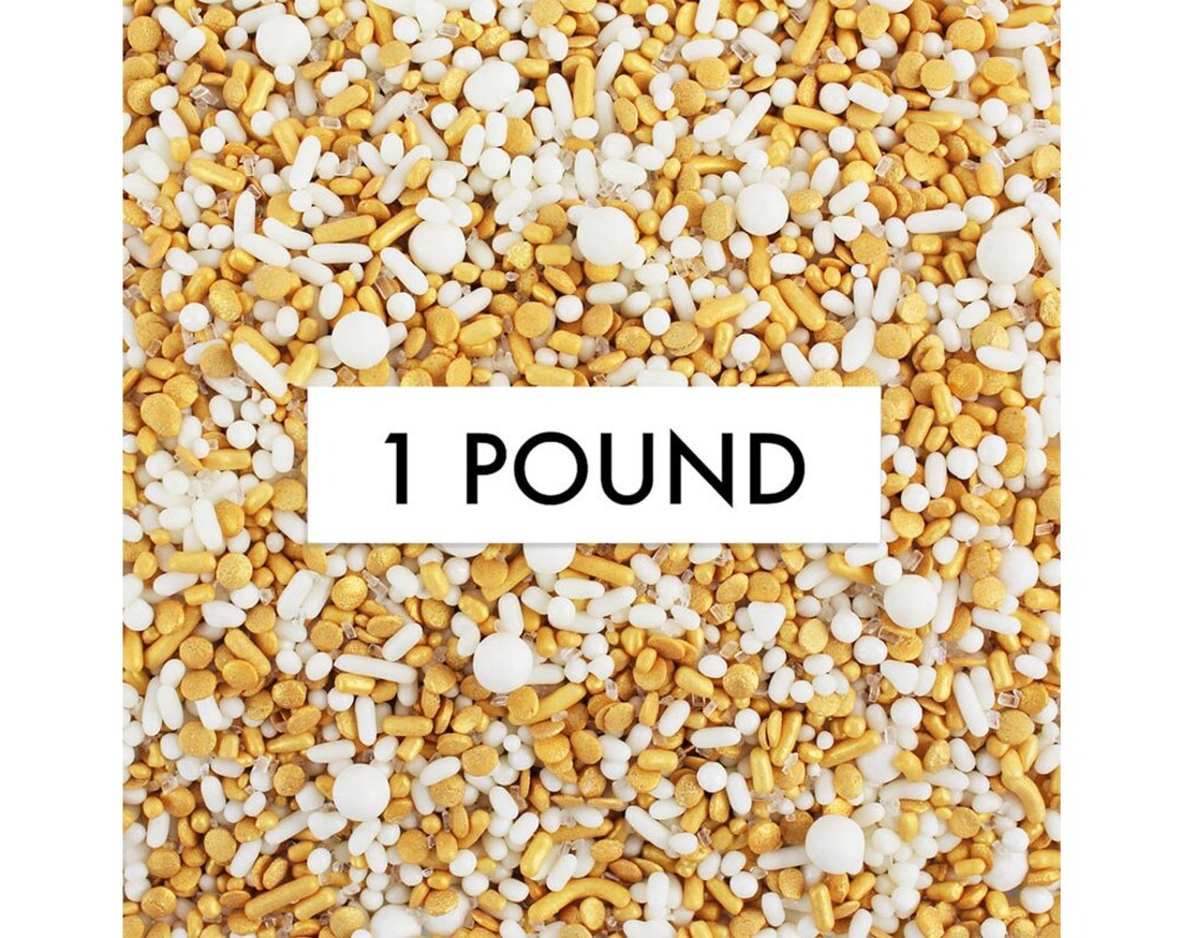 Golden Wishes Sprinkle Blend 1 LB - Jimmies, Sugar Pearls, Dots, Sugar ...