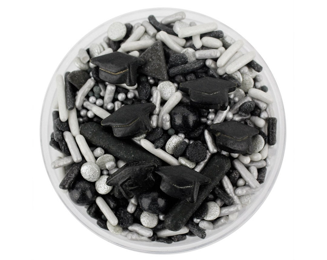 Black & Silver Graduation Sprinkle Blend - Black and Silver Mix ...