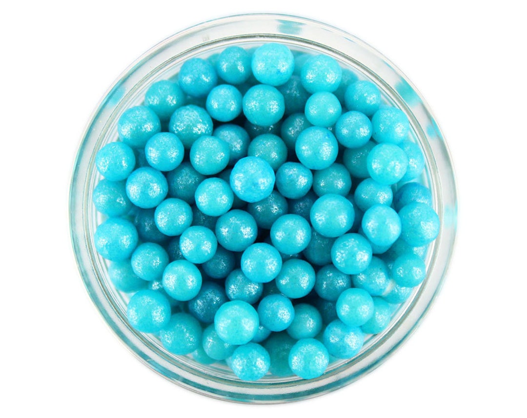 Pearly Blue Sugar Pearls - Edible Shimmer Bright Blue Sugar Pearl ...