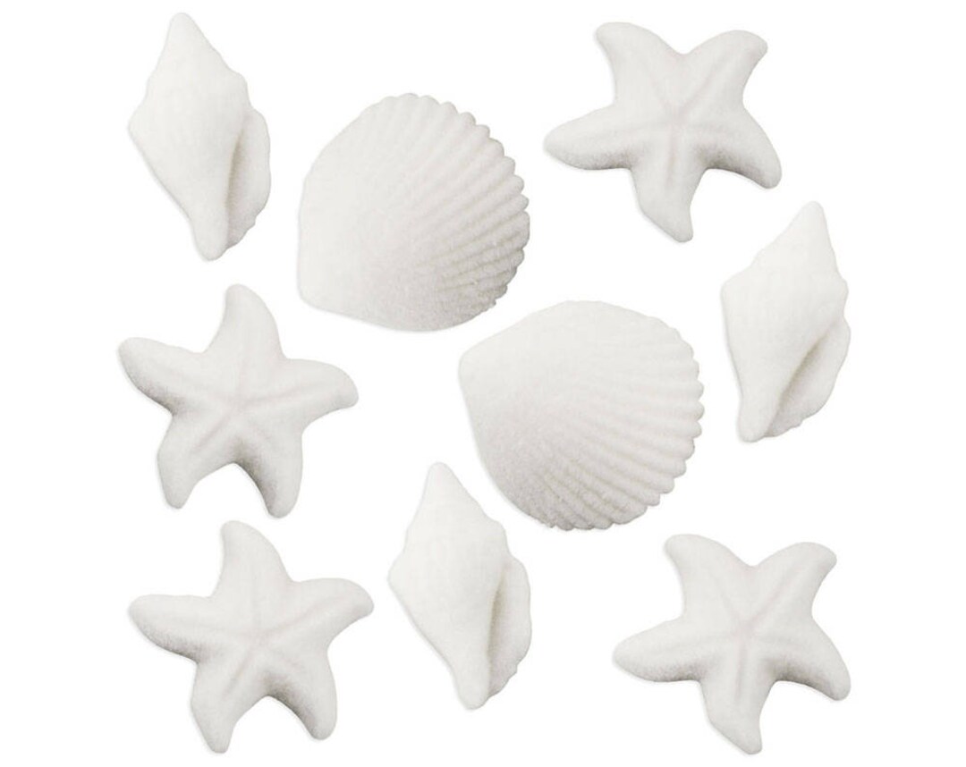 White Seashell Sugars - Edible Sugar Shell Cake Toppers, Seashell Cake ...