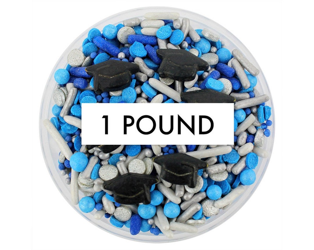 Royal Blue & Silver Graduation Sprinkle Blend 1 LB - Royal Blue Silver ...