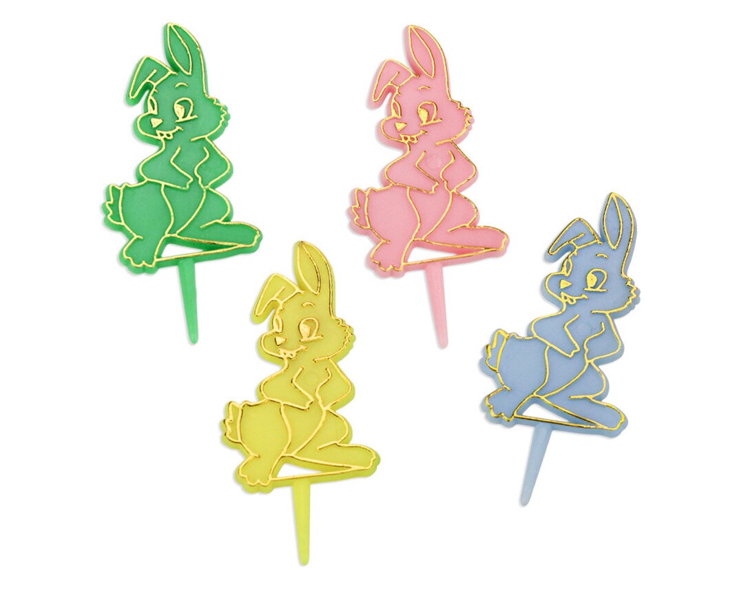 Bright Bunny Rabbit Picks - Retro Bright Bunny Rabbit Picks for Topping ...
