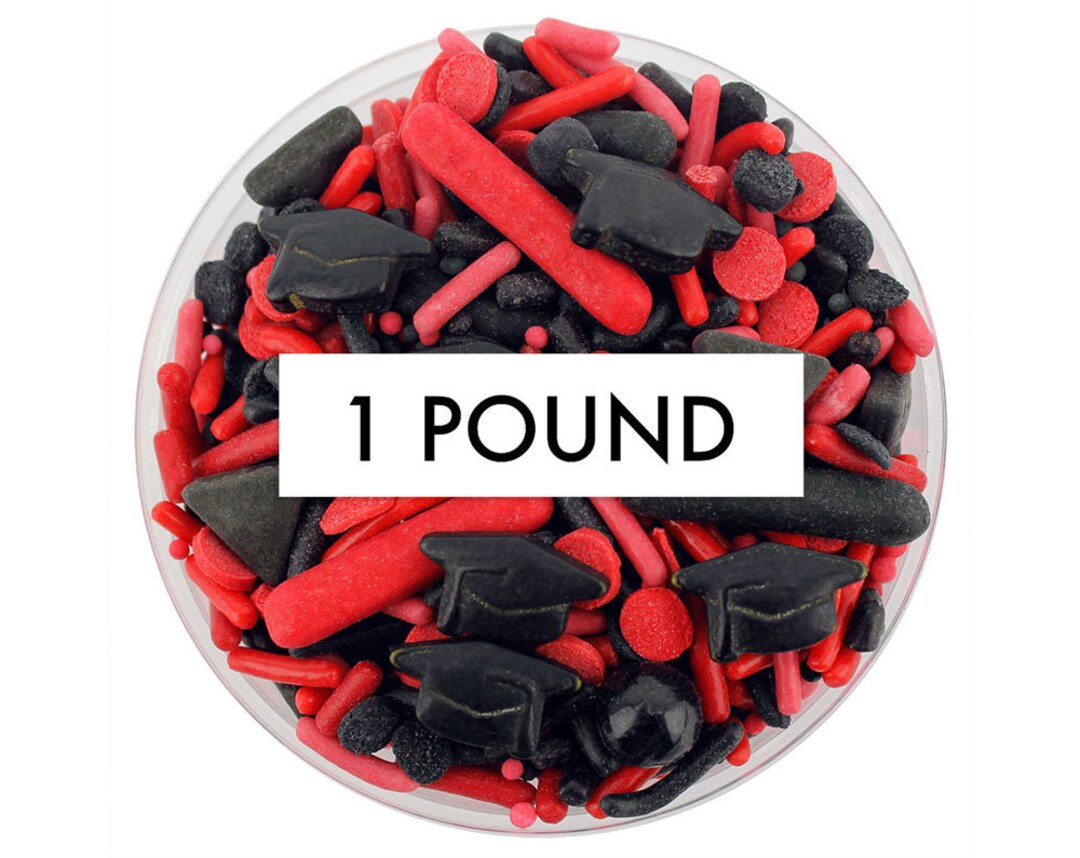 Red & Black Graduation Sprinkle Blend 1 LB - Red and Black Blend of ...