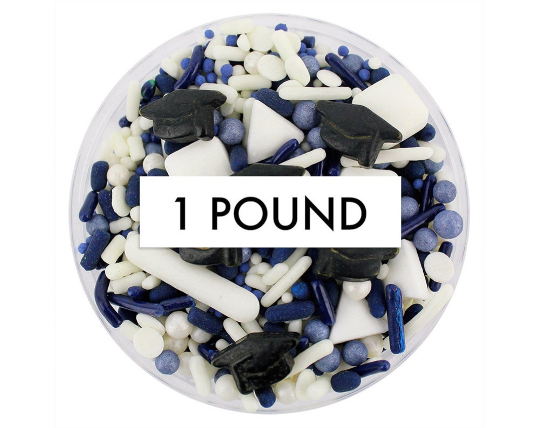 Navy Blue & White Graduation Sprinkle Blend 1 LB - Dark Blue White ...