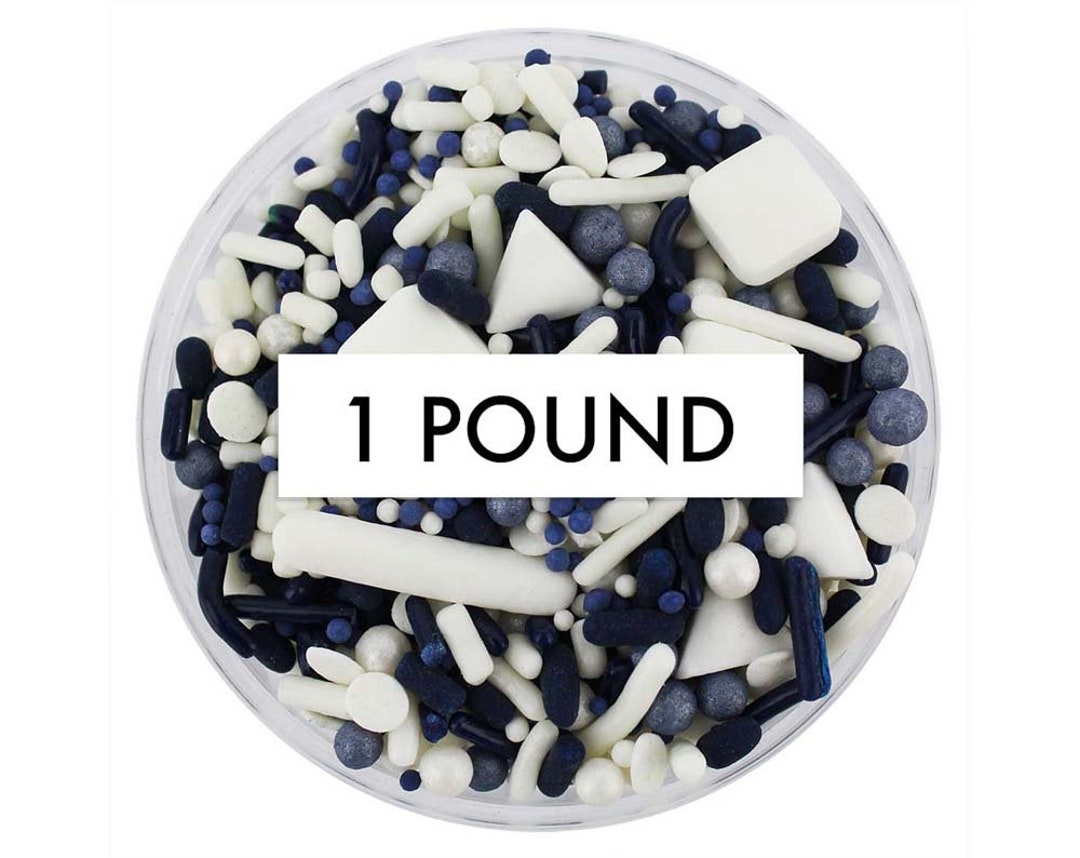 Navy Blue & White Team Spirit Sprinkle Blend 1 LB - Blue White Blend of ...